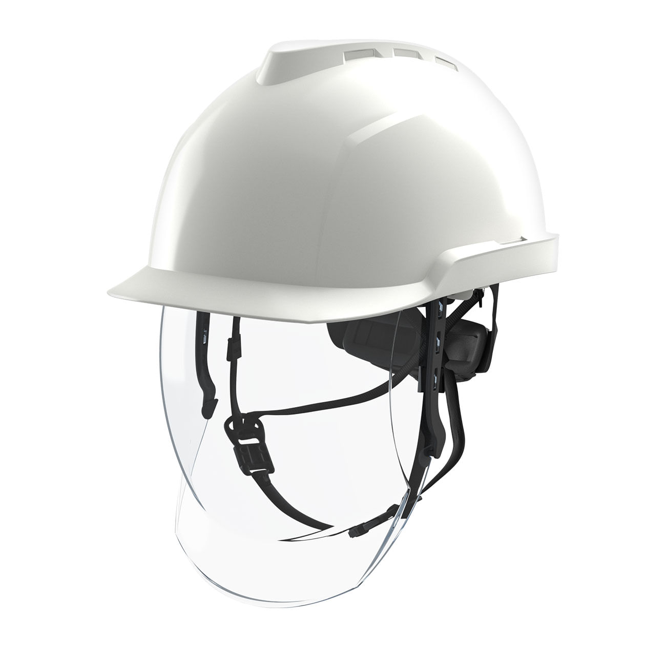 Casco MSA V-Gard 950 Blanco con Visor y Fas Trac - Treck CL
